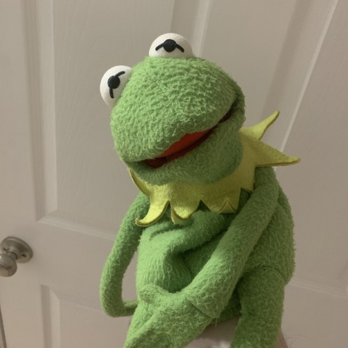 Vtg EDEN Muppets Kermit Frog 22" Plush Full Body Hand Puppet Collar ...