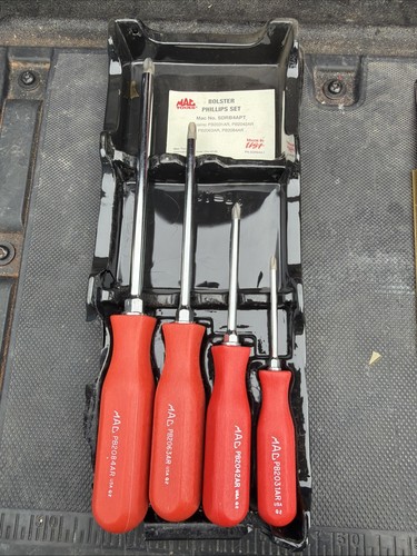 Rare Mac Tools USA Nos 4PC Bolster Phillips Screwdriver Set Red Hard ...