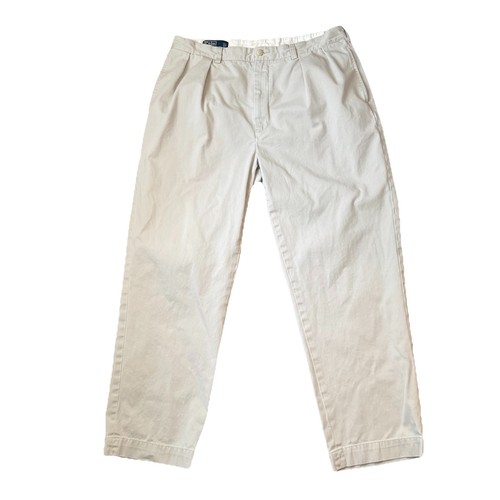 Vintage Polo Ralph Lauren Andrew Pants 36x30 Pleated Chino Khaki Cotton ...