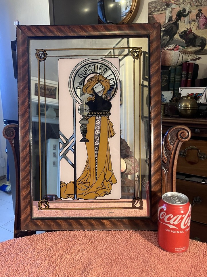 Vintage Alphonse Mucha Mirror Au Quartier Latin Art Nouveau Framed ...