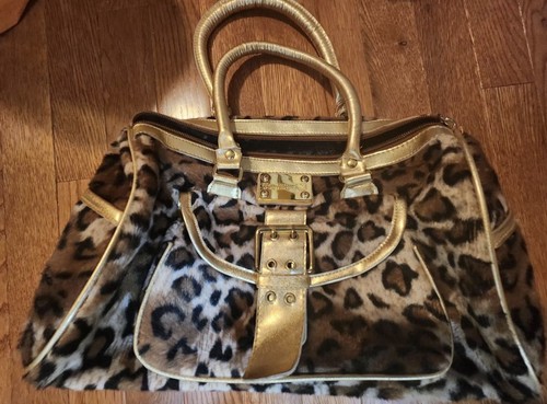 Hello Kitty Leopard Print Gold Handbag with Inside Pockets Fabric ...
