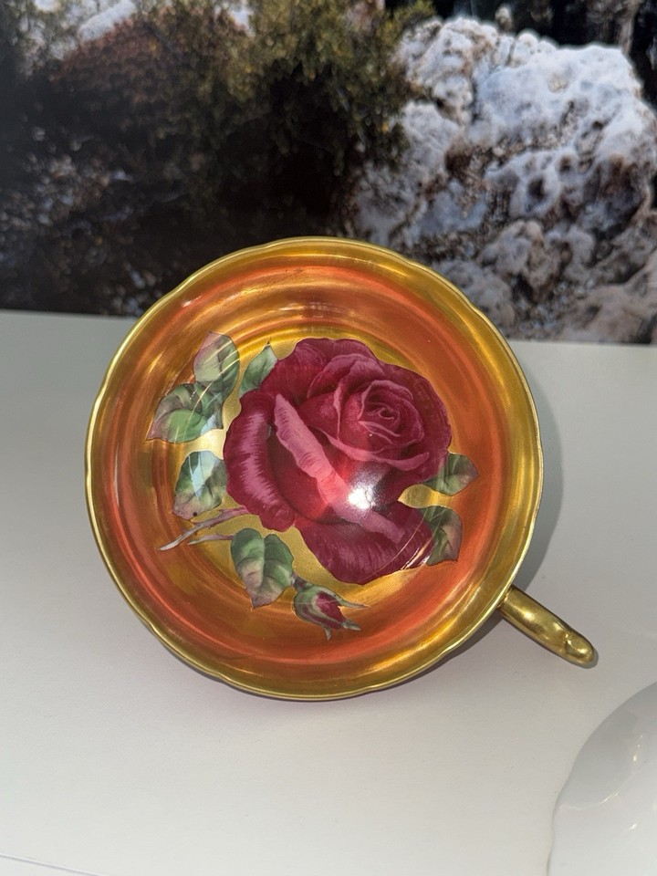 RARE Paragon Gold Burgundy Red Cabbage Rose Teacup Tea Cup Saucer | eBay