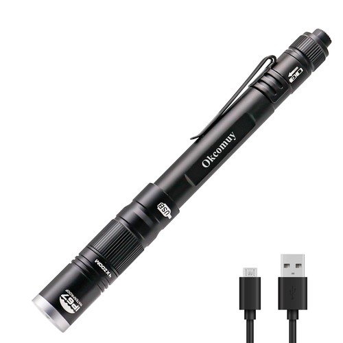 Rechargeable Pen Light Flashlight IP67 Waterproof with Pocket Clip 4 ...