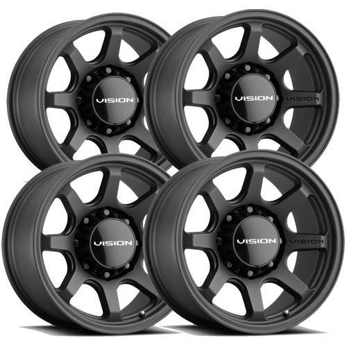 (Set of 4) Vision 351 Flow 16x8 5x5.5" +0mm Satin Black Wheels Rims 16 ...