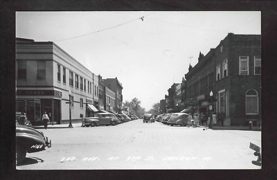 Sheldon Iowa IA 1940s RPPC 3rd Ave, Coast to Coast, 5 & 10, Hotel ...