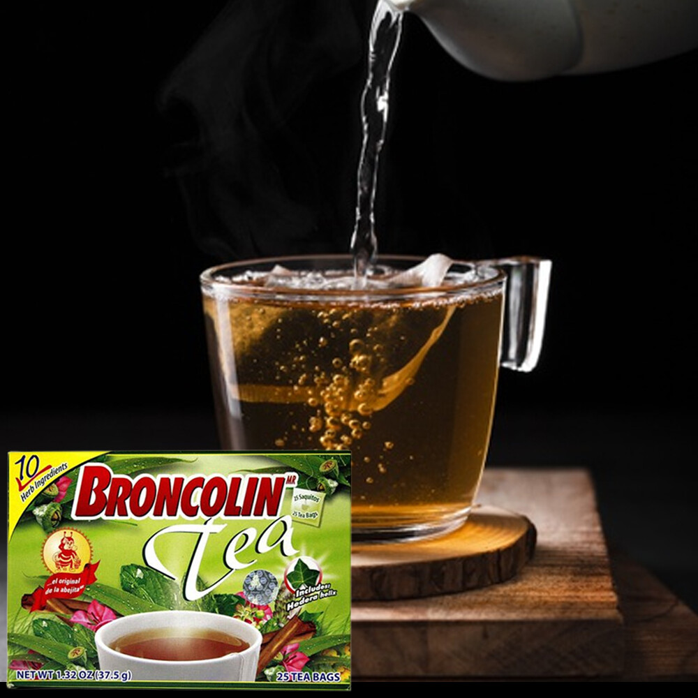 Broncolin Herbal Tea. Cold, Cough, Congestion and flu Relief. 25 Bags ...
