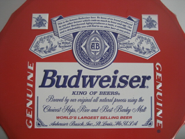 Sign Metal With Shaped Badge Budweiser Beer | eBay