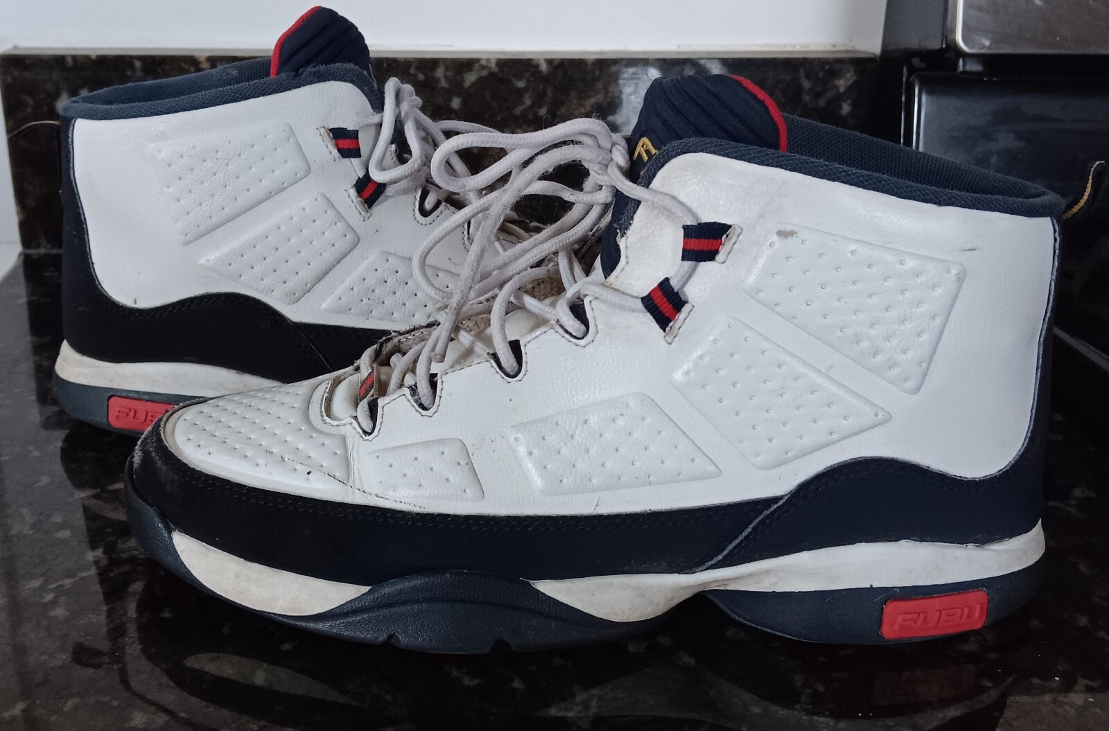 FUBU Basketball Shoes Mens Size 8.5 Lace Up High Top Sneakers red white ...