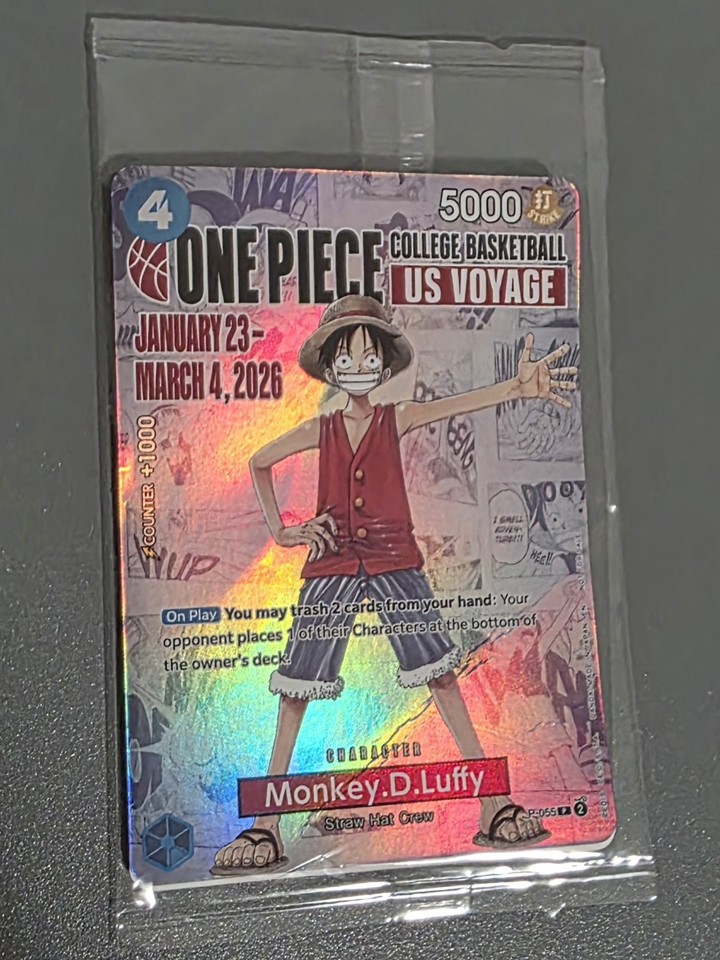 One Piece Card Game MONKEY D. LUFFY College Basketball Promo SEALED ...