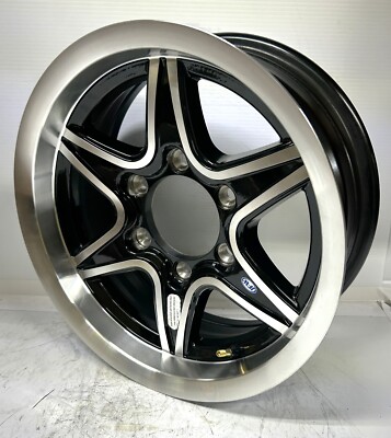 15" Inch Alloy Black Machined Utility Trailer Wheel | 6 Lug | 6x139.7 ...