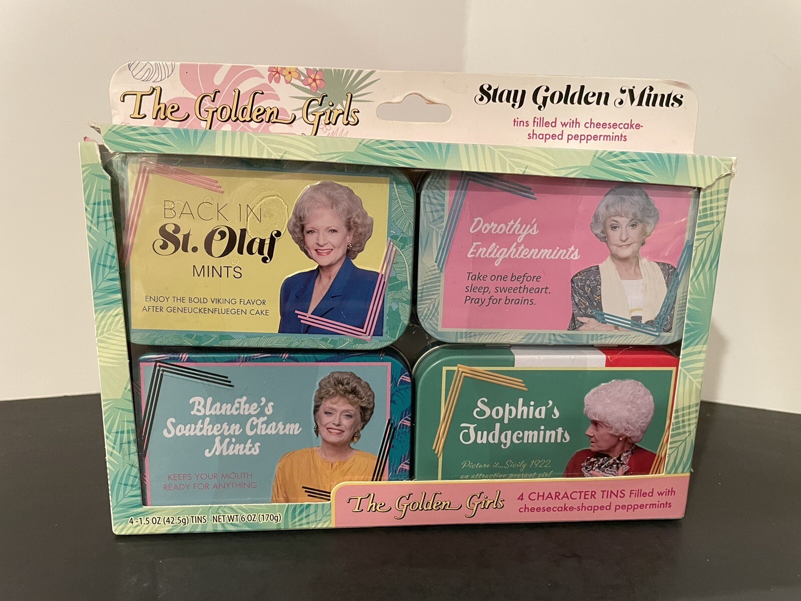 The Golden Girls “Stay Golden” Mints 4 Character Tins w/Cheesecake ...