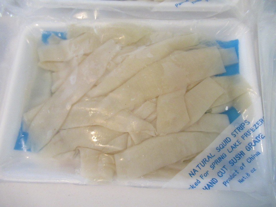 FROZEN BAIT SQUID STRIPS 4-6" FLUKE PORGY SEA BASS 6 X 8 OZ FRESH ...