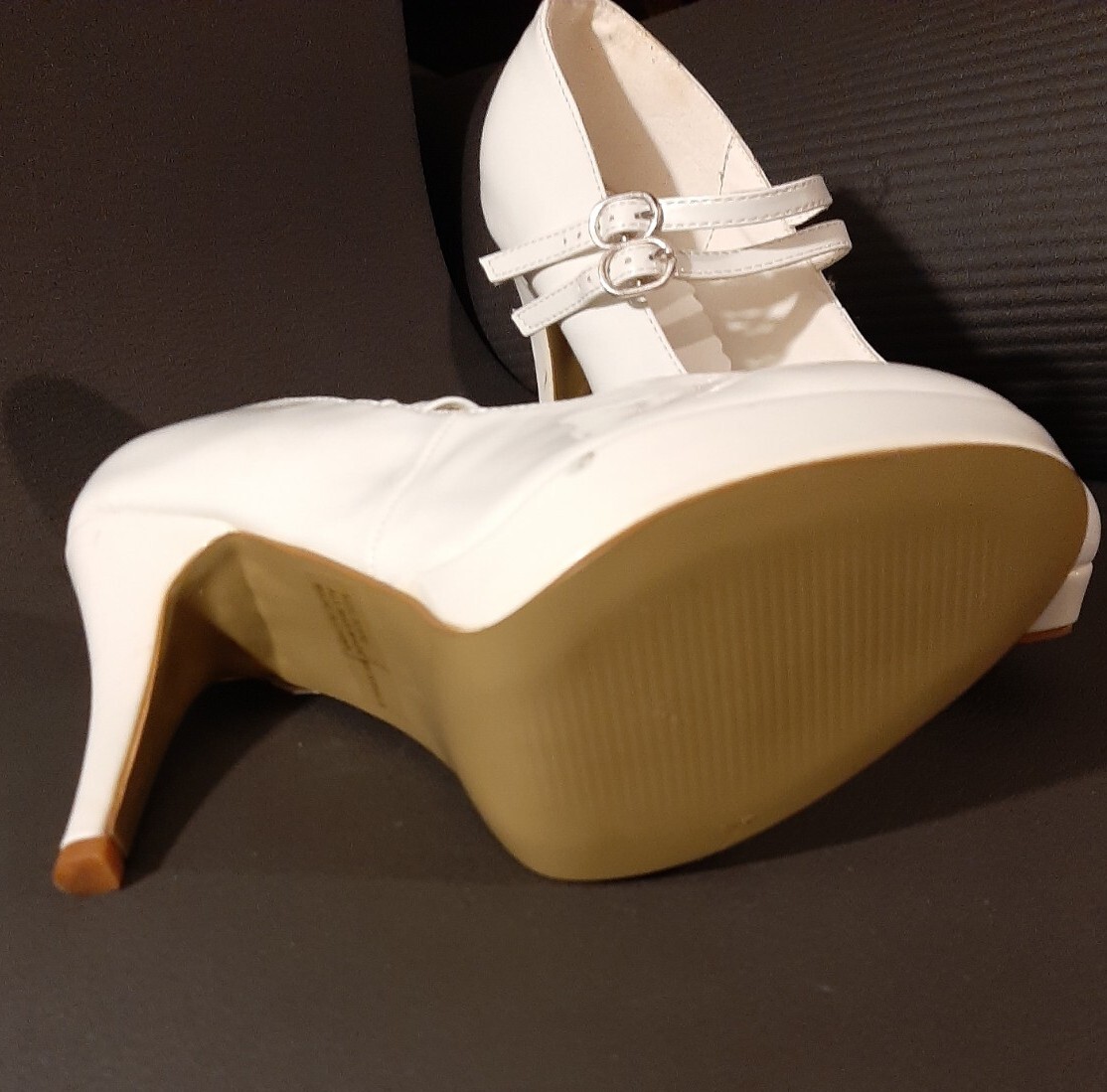 Platform Double Strap Mary Jane White Patent Pumps Adult Women Shoes ...