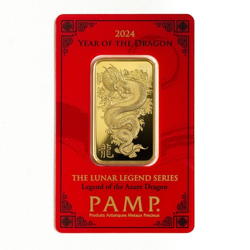 2024 1 oz PAMP Suisse Lunar Legend Azure Dragon Gold Bar (New w/ Assay ...