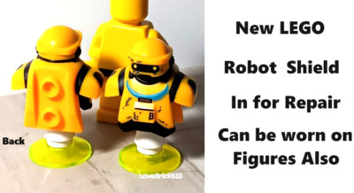 New LEGO Shield ROBOT Head Chest ON REPAIR LINE Stand Printed Damage to ...