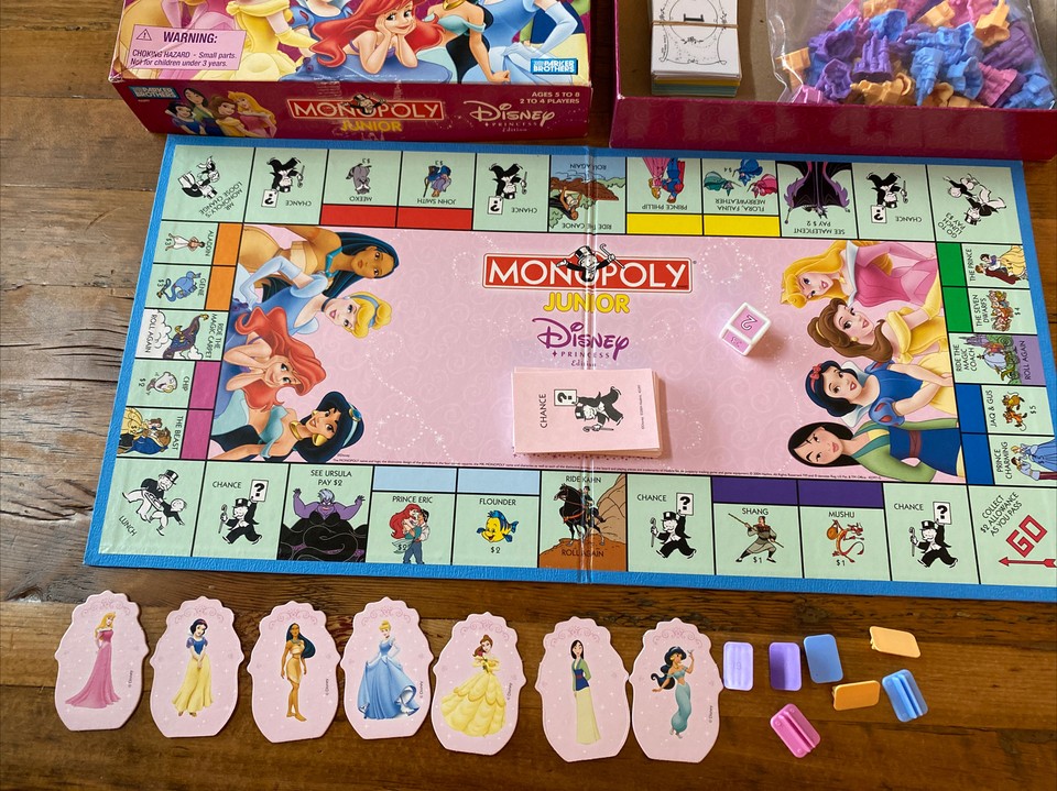Monopoly Junior Jr Disney Princess Edition Parker Brothers Ages 5 to 8 ...