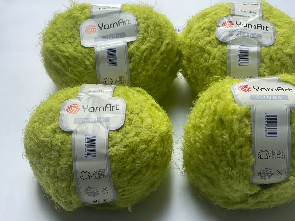 YarnArt PUNKY Yarn SOLID LEMON COLOR 100% Microfiber 50g/80m Lot 5 #1 ...
