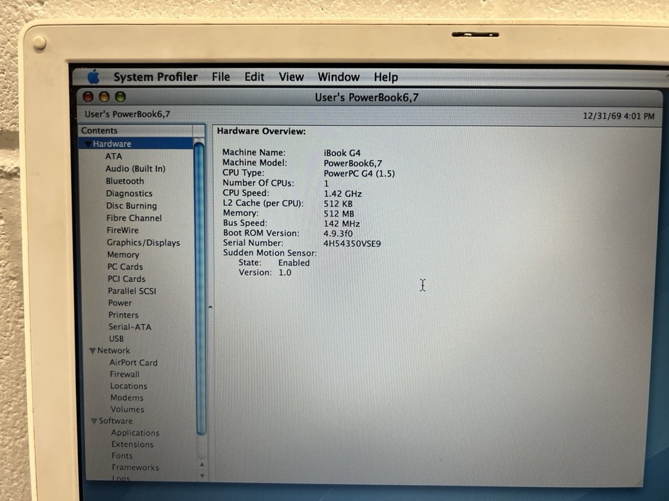 Apple iBook G4 - 1.42 GHz, 60gb HDD, 512mb RAM A1134 14.1" PowerPC G4 w ...