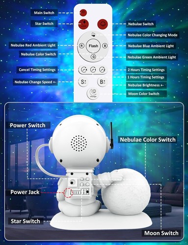Astronaut Galaxy Projector, 3 in 1 Star Projector with Remote and Timer ...