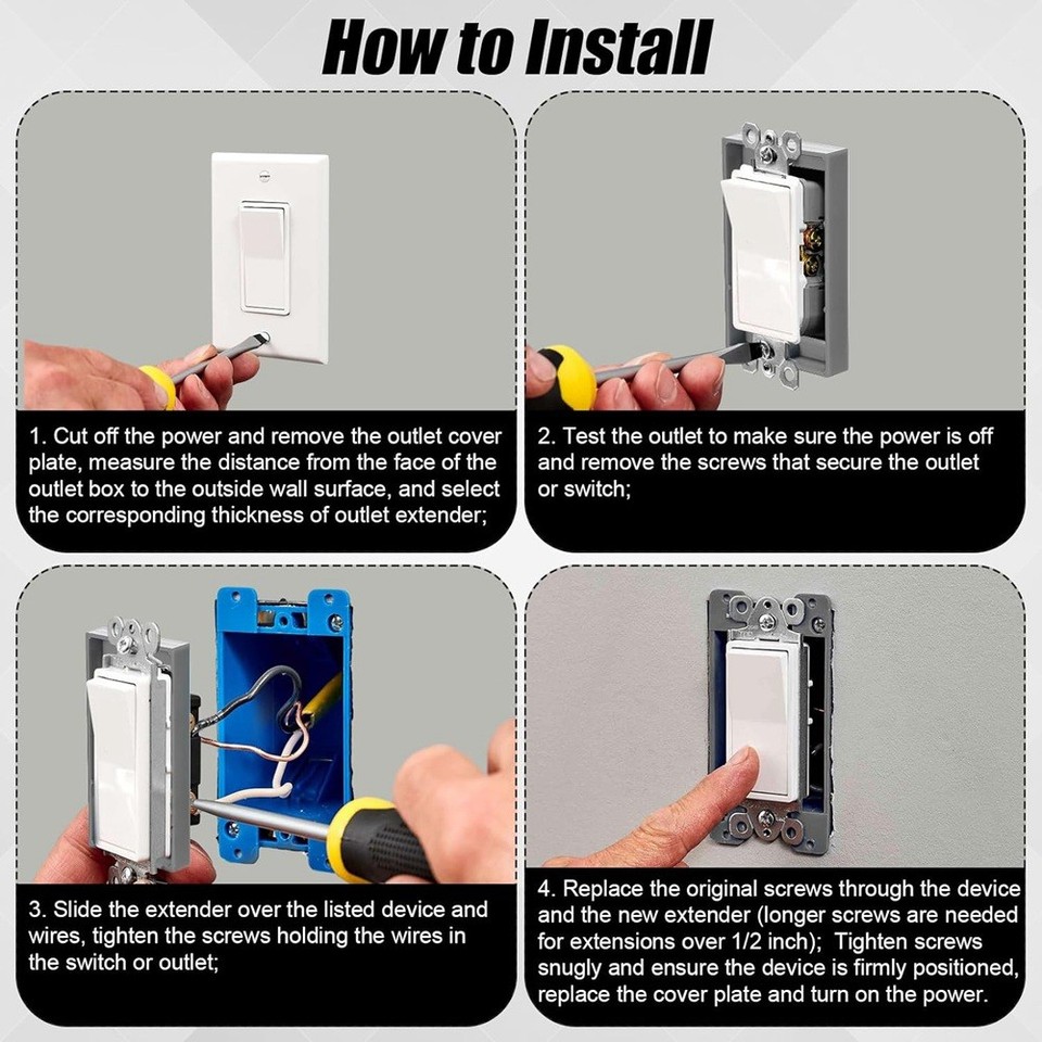 4Pcs 1/2Inch Single Gang Outlet Box Extender,Electrical Outlet ...