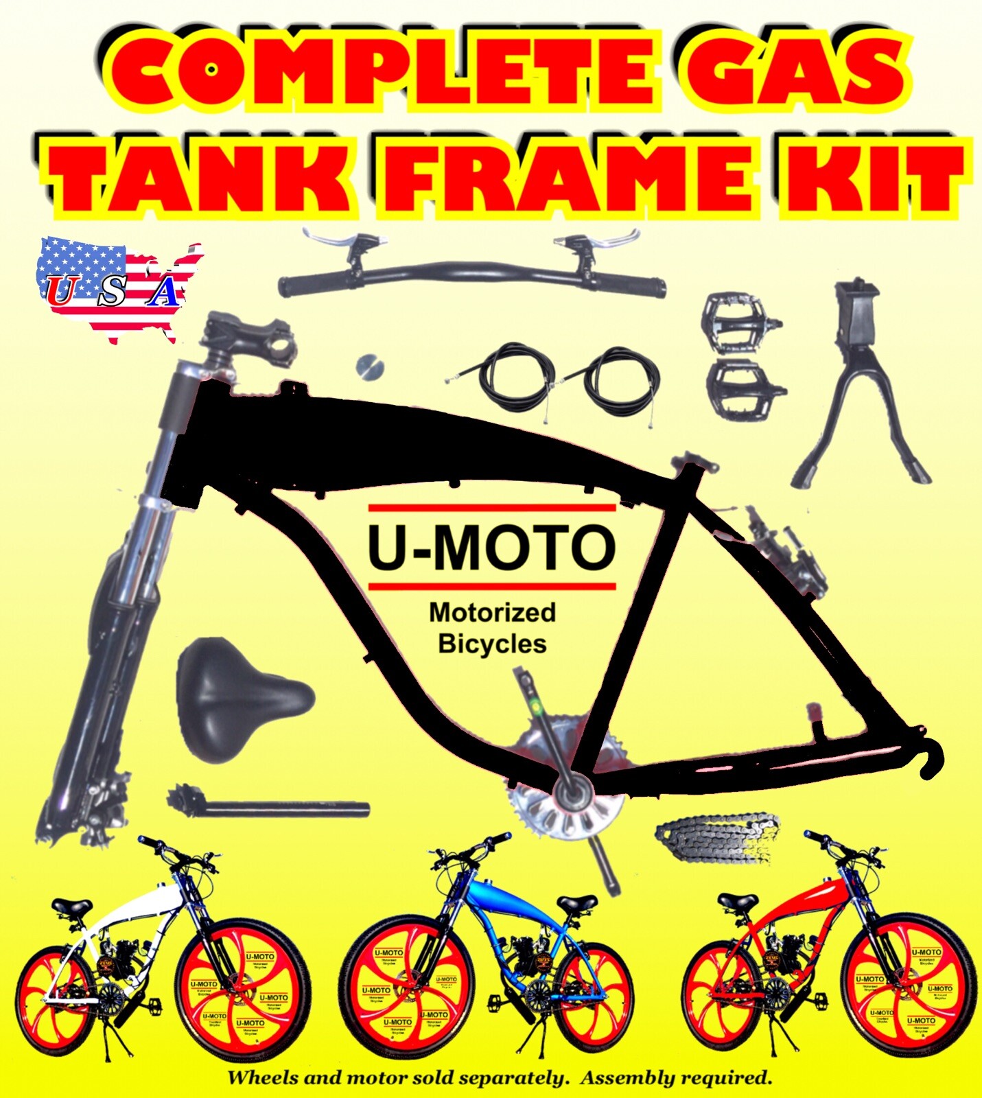 48cc/49cc/66cc/80cc 2-STROKE MOTORIZED BIKE GAS FRAME KIT FOR BICYCLE ...