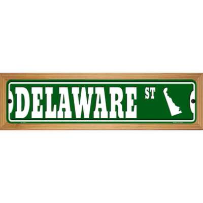 Delaware St Silhouette Novelty Wood Mounted Small Metal Street Sign | eBay