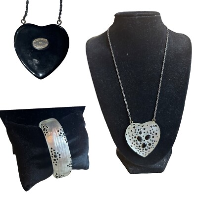 Signed Alexis Bittar Licorice Dust Silver Lucite Necklace & Bracelet ...