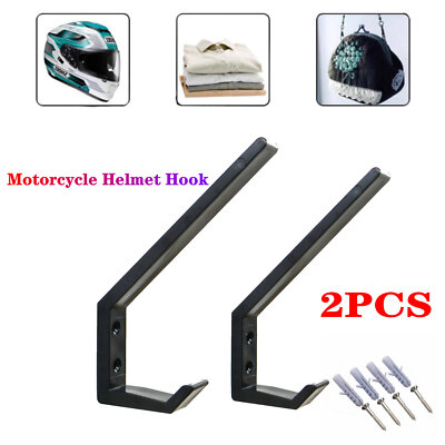 2× Motorcycle Helmet Holder, Jacket Hanger, Motorbike Wall Mount ...