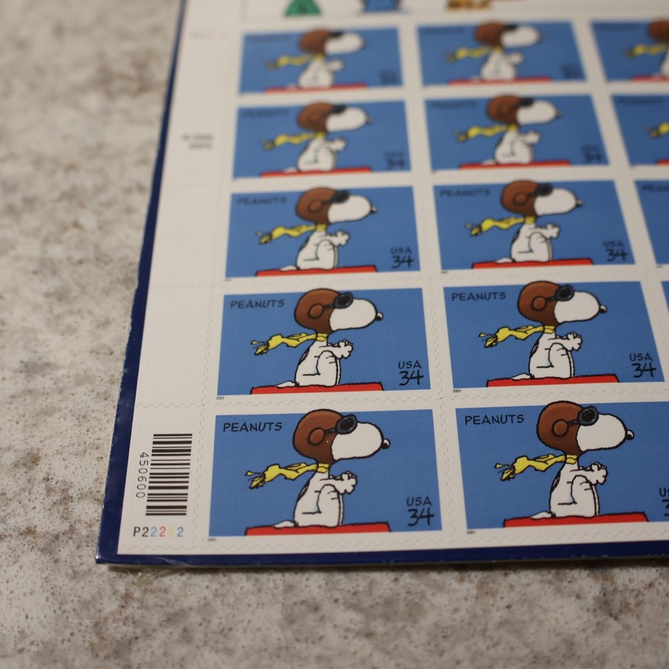 Peanuts 2000 United States Postal Service 20 Self-Adhesive Snoopy ...