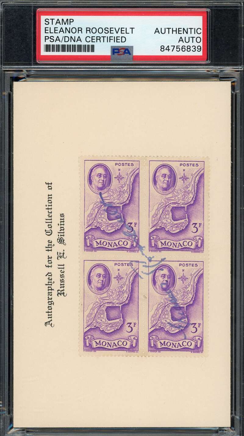 Eleanor Roosevelt PSA DNA Signed 3x5 Index Card With Stamps Autograph ...