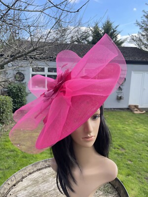 FUSCHIA PINK WEDDING ASCOT DISC HATINATOR Mother Of The Bride Hat ...