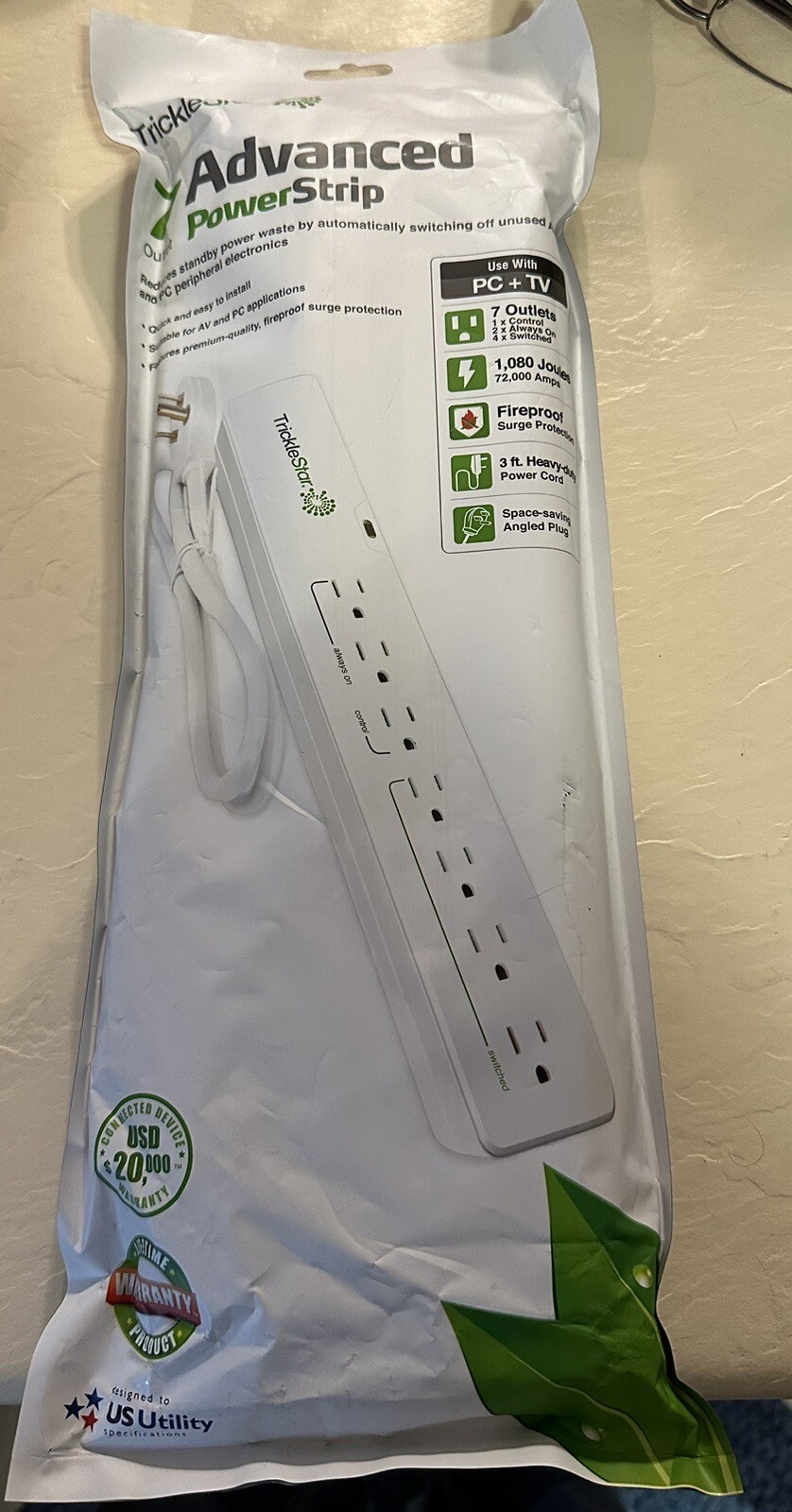 TrickleStar 7 Outlet Advanced PowerStrip TS1601 Surge Protection for ...