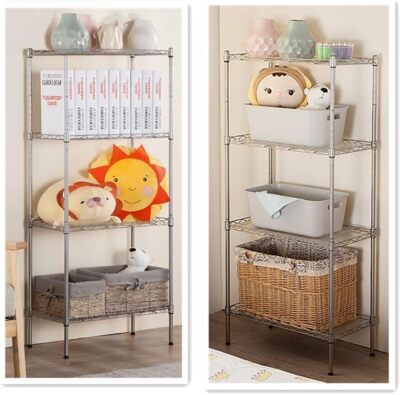 4 Tier Wire Shelving Rack Shelf Adjustable Unit Garage Kitchen Storage ...