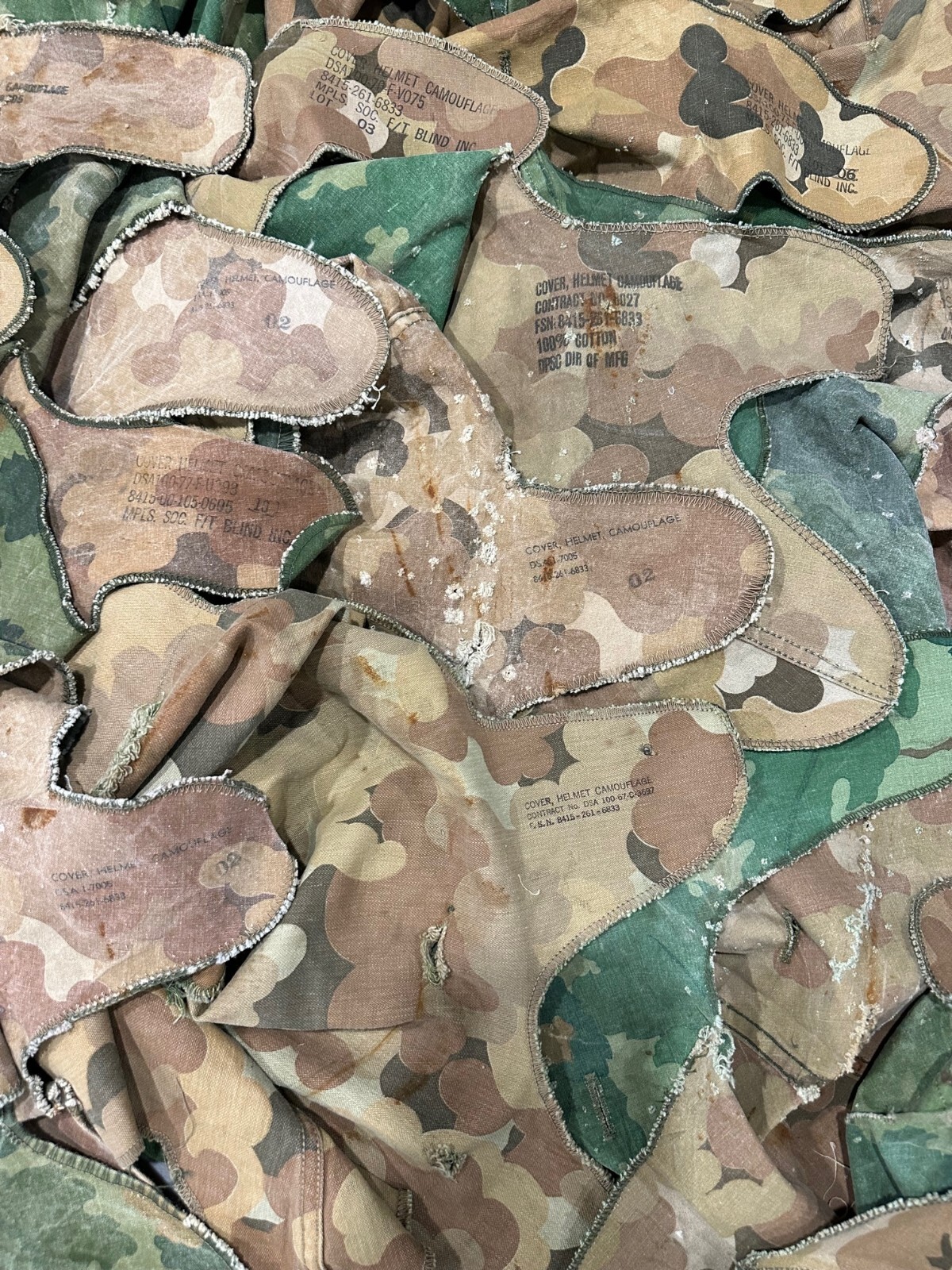 USGI Mitchell Pattern Helmet Cover, Vietnam War US Army USMC, T-107 ...