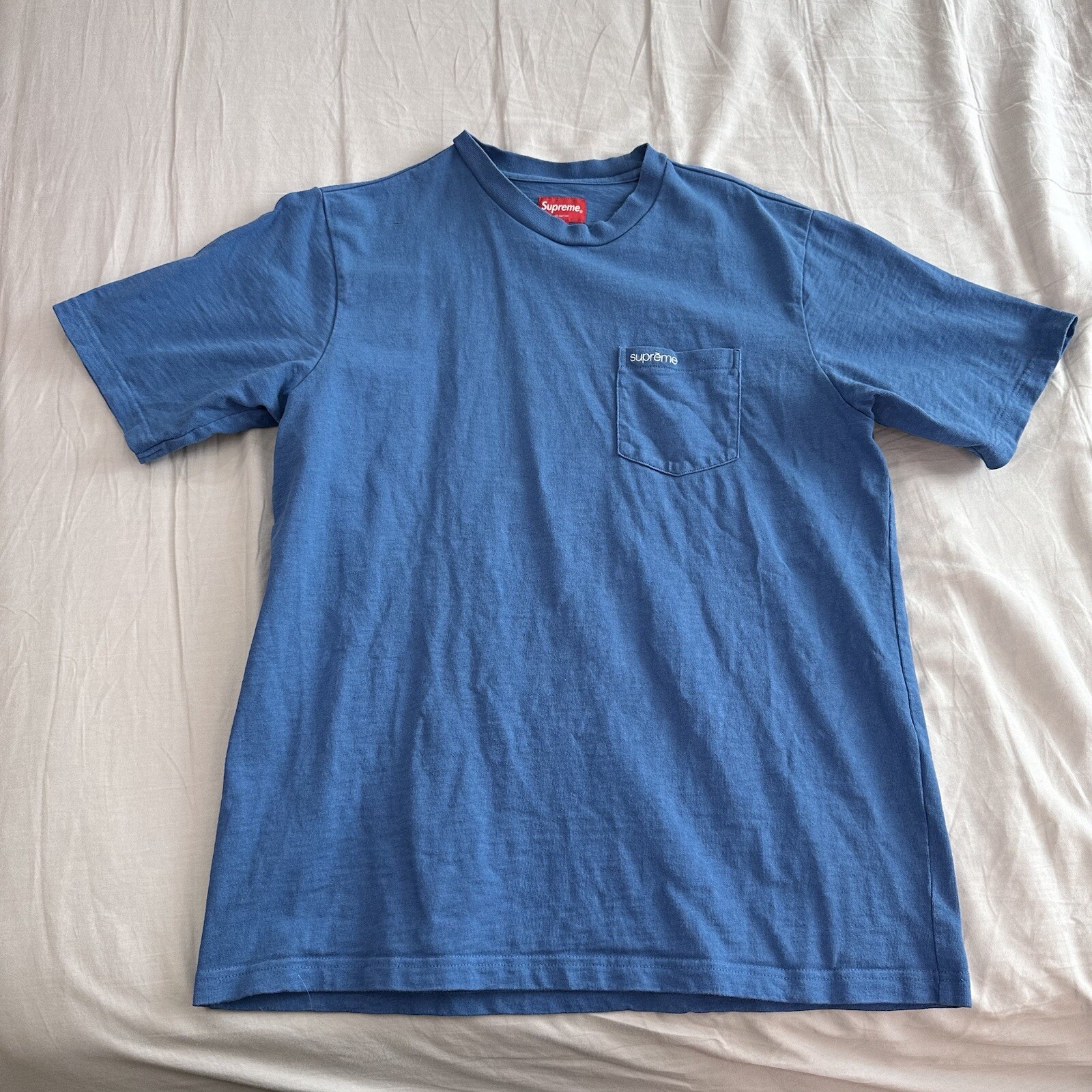 Supreme T Shirt Men’s Royal Blue S/S Pocket Tee SS21 Cotton Crew Neck