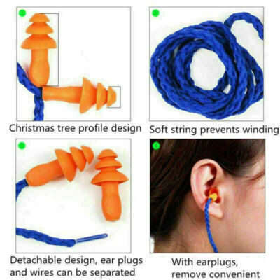 5/10 Pairs Hearing Protection Earplugs Silicone Corded Ear Plugs Ear ...