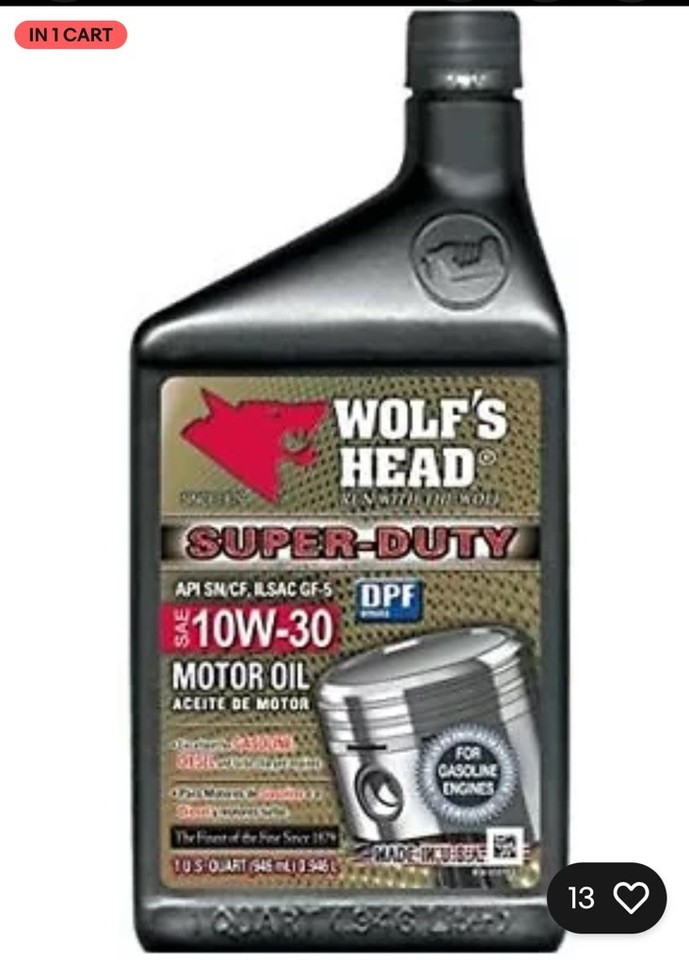 Wolf's Head Super Duty Motor Oil 10W-30 SYN BLEND (12QT case) 836-91076 ...