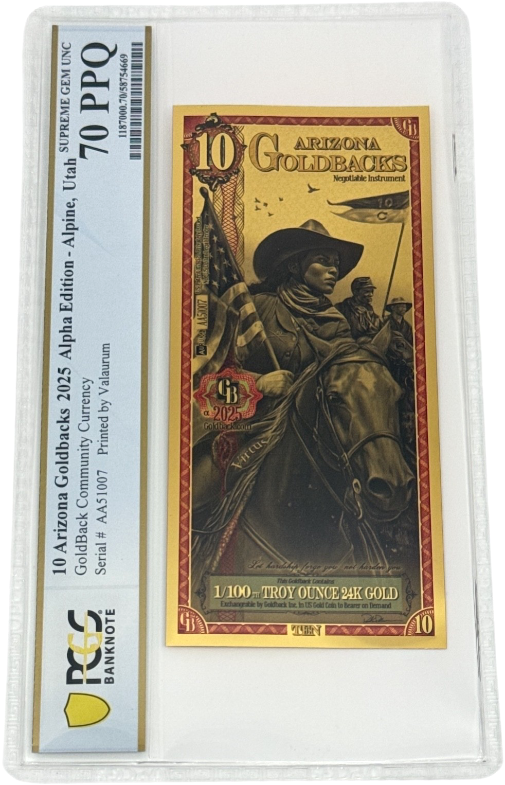 2025 Arizona 10 Goldback PCGS 70 *ALPHA SERIES* (Virtus, Valor) | eBay