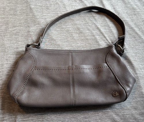 The Sak Grey pebbled Shoulder Handbag Antique Silver Hardware Excellent ...