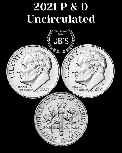 2021 P&D Roosevelt Dime 2 Coin Set BRILLIANT UNCIRCULATED *JB's Coins ...