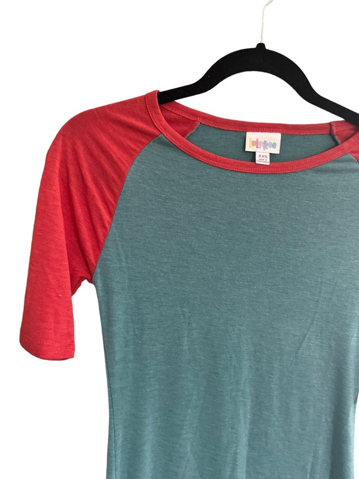 NWT LuLaRoe XXS Julia T-shirt Dress Coral Light teal Blue Baseball ...