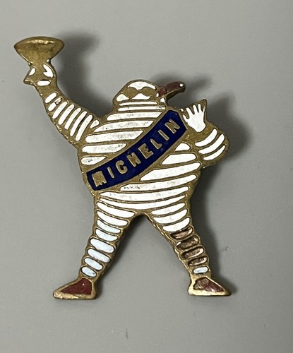 RARE Antique Enamel Michelin Employee Pin Pendant Badge Bibendum Tires ...