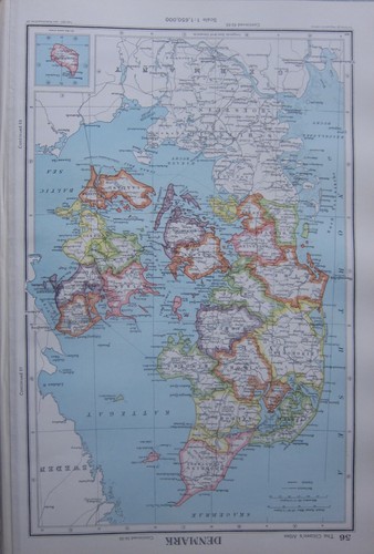 1952 Carte ~ Danemark Laaland Copenhagen Frederiksborg Zélande Odense ...