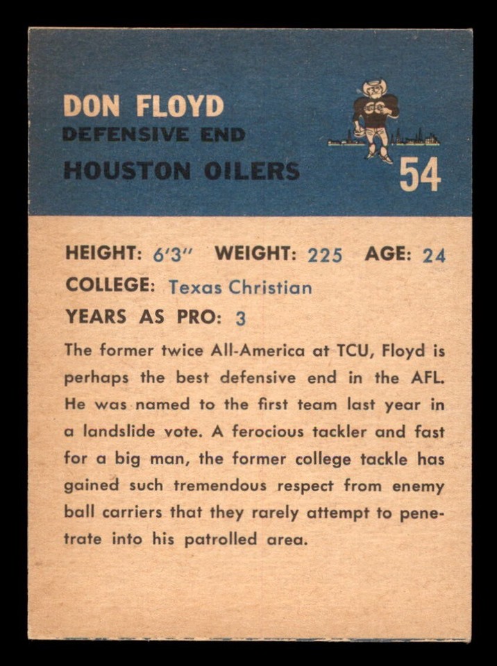 1962 Fleer Football #54 Don Floyd EX/MT | eBay