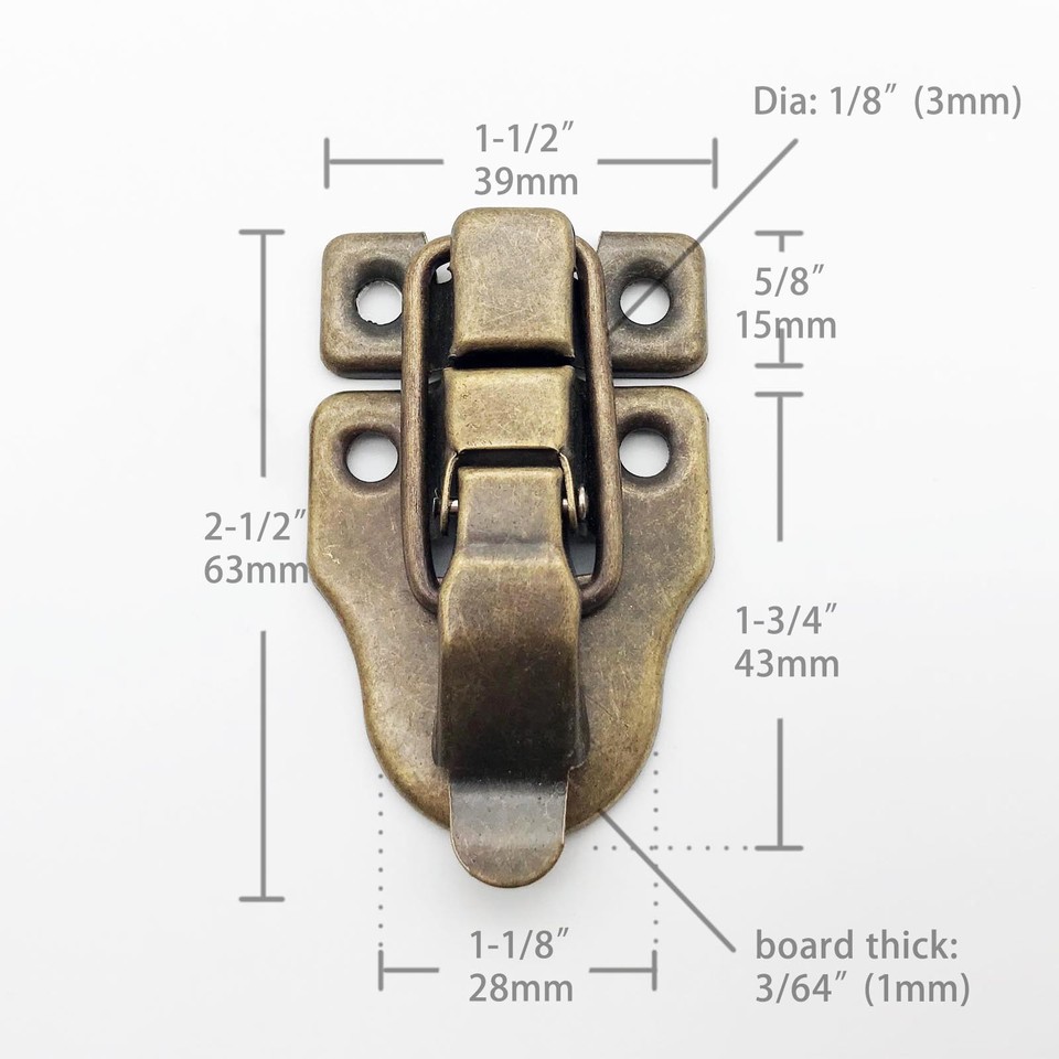 Jewelry Chest Cabinet Wood Box Suitcase Case Trunk Toggle Hasp Latch ...