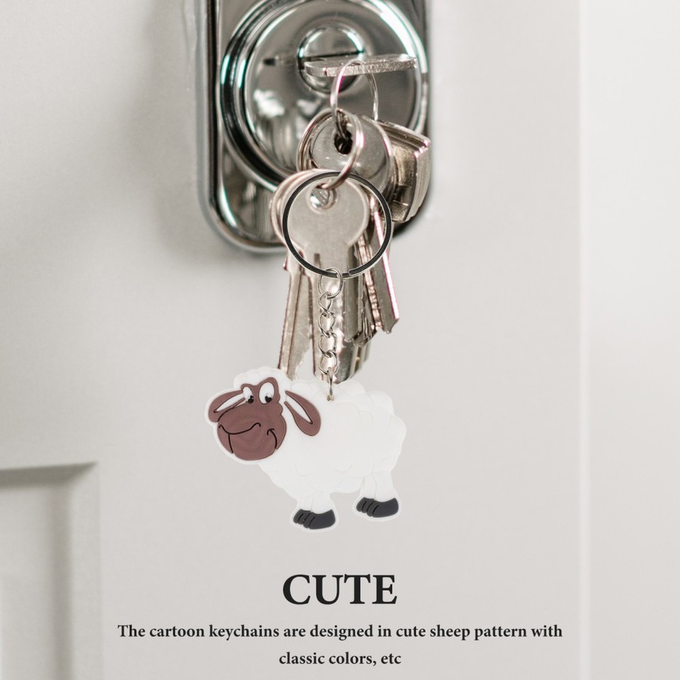 12 Pcs Animal Key Ring Cartoon Keyring Sheep Charms Keychain Pendant ...