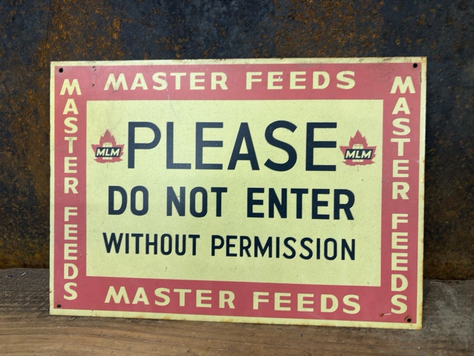 Vintage Master Feeds Sign Antique Tractor Silo Hay Cattle Cow Hog Pig ...
