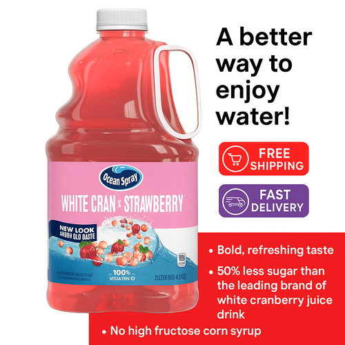 Ocean Spray White Cran-Strawberry Juice Drink, 3L Bottle – Refreshing ...