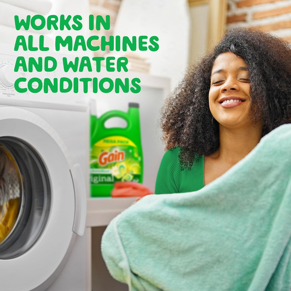 Gain Liquid Laundry Detergent 154oz Original HE 107 Loads Odor Fighter ...