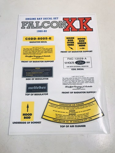 XK FORD FALCON 144 170 PURSUIT ENGINE BAY DECAL KIT New | eBay
